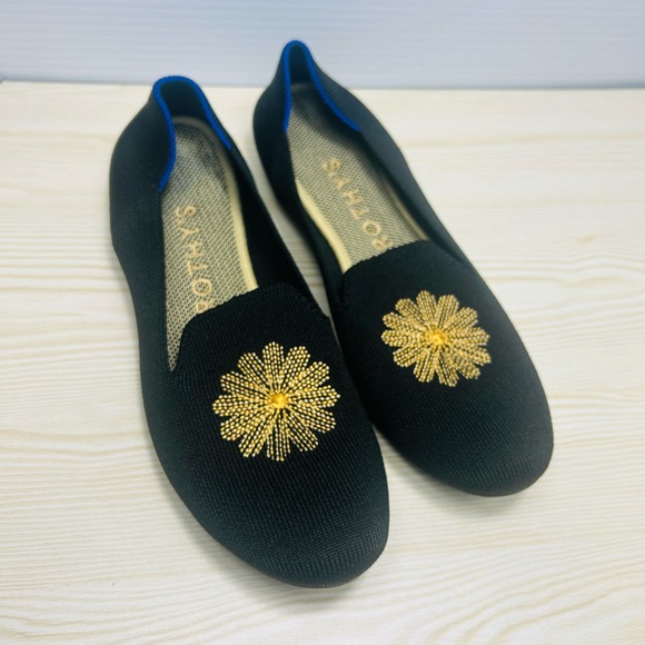Rothy's | Shoes | Rothys Retired Holiday 28 Licorice Black Loafer Gold ...